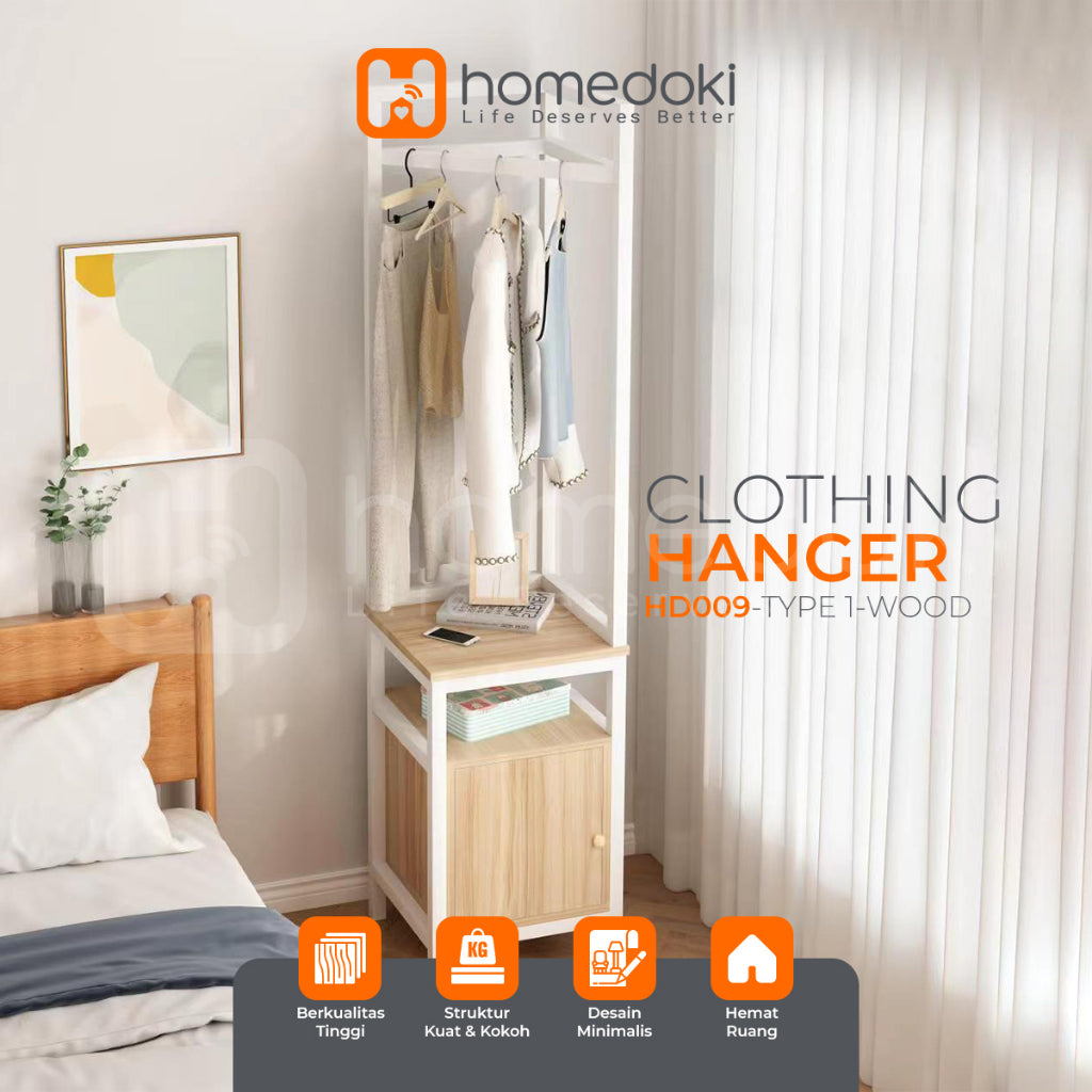 Homedoki Rak Baju / Stand Hanger / Rak Baju Gantung / Rak Pakaian / Ra